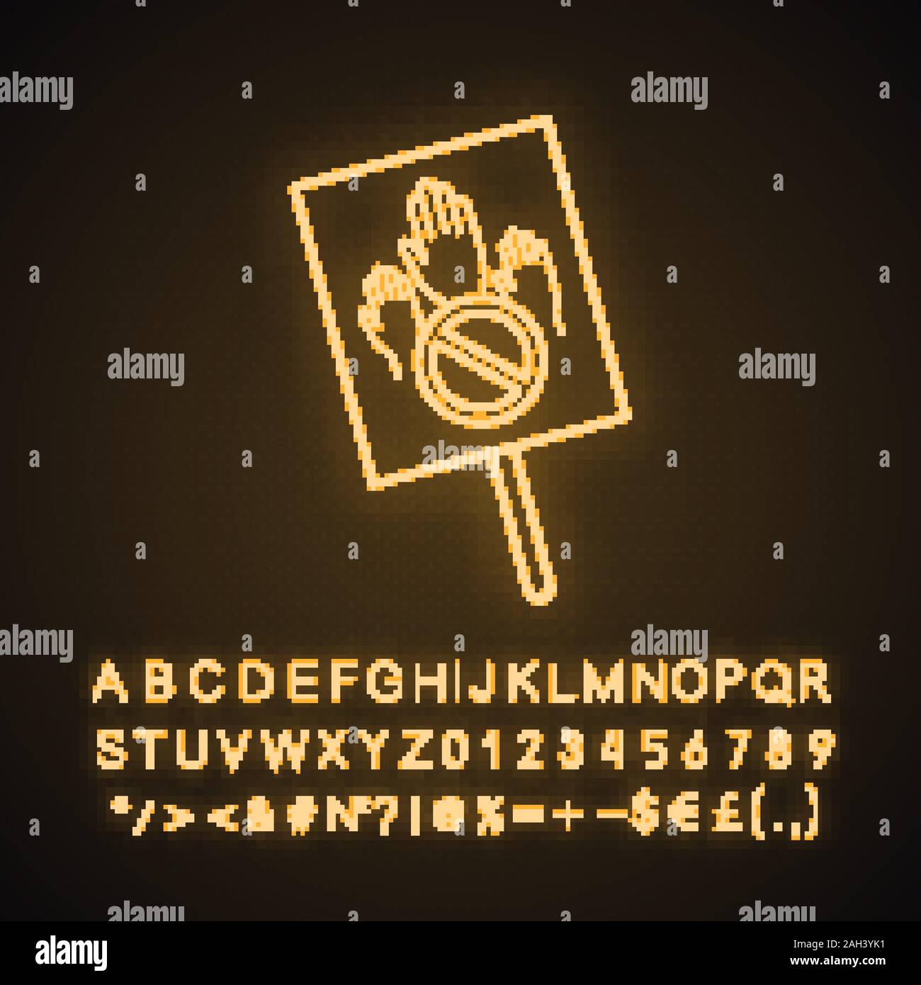 Protest banner neon light icon. Protest vote. Abstention. Anti-voting ...