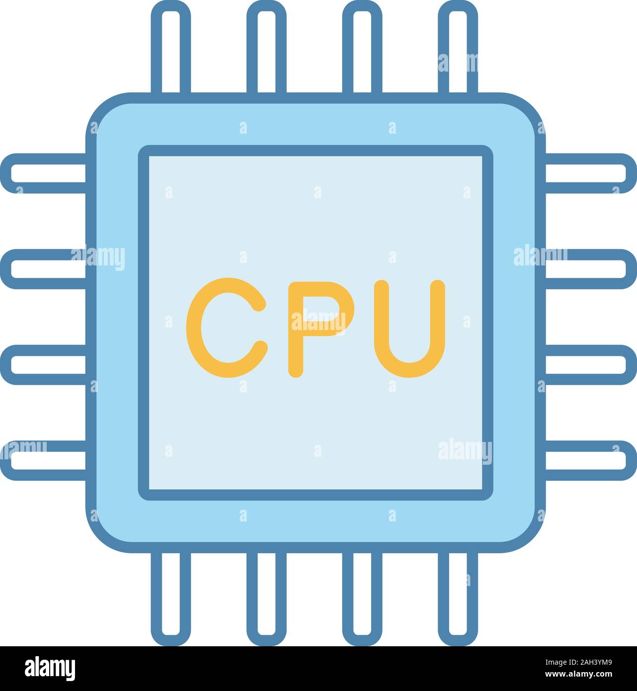 CPU color icon. Electronic microchip, chipset, chip. Central processing ...