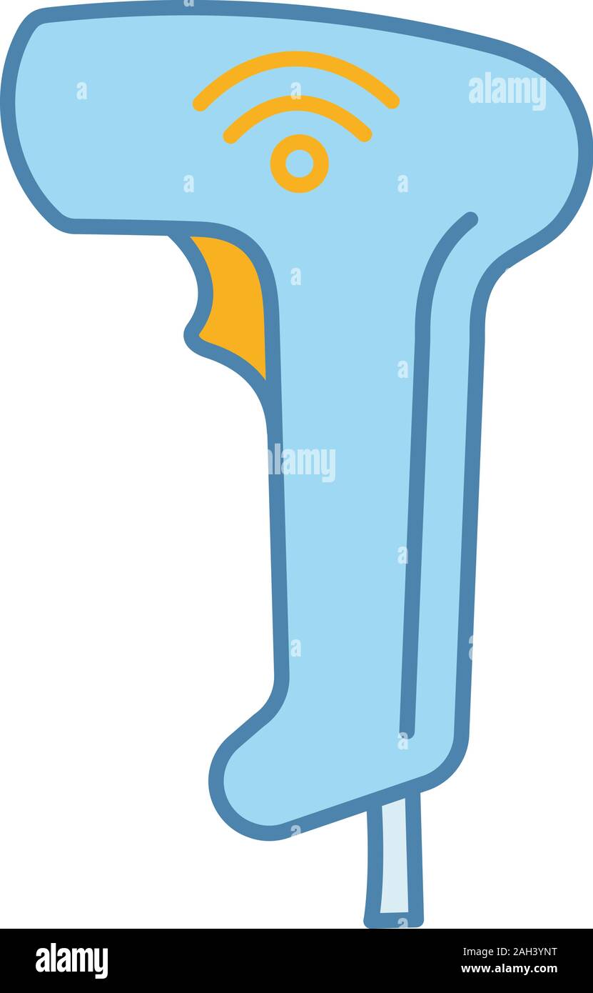 Wireless barcode scanning color icon. Wifi bar codes handheld scanner ...