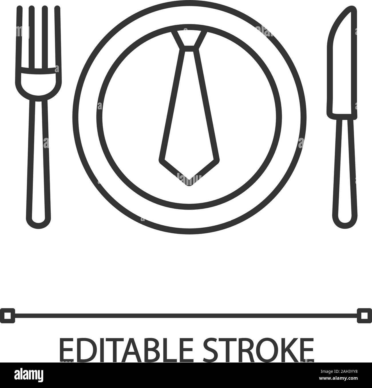 Business lunch, dinner linear icon. Discussing business over meal. Thin ...