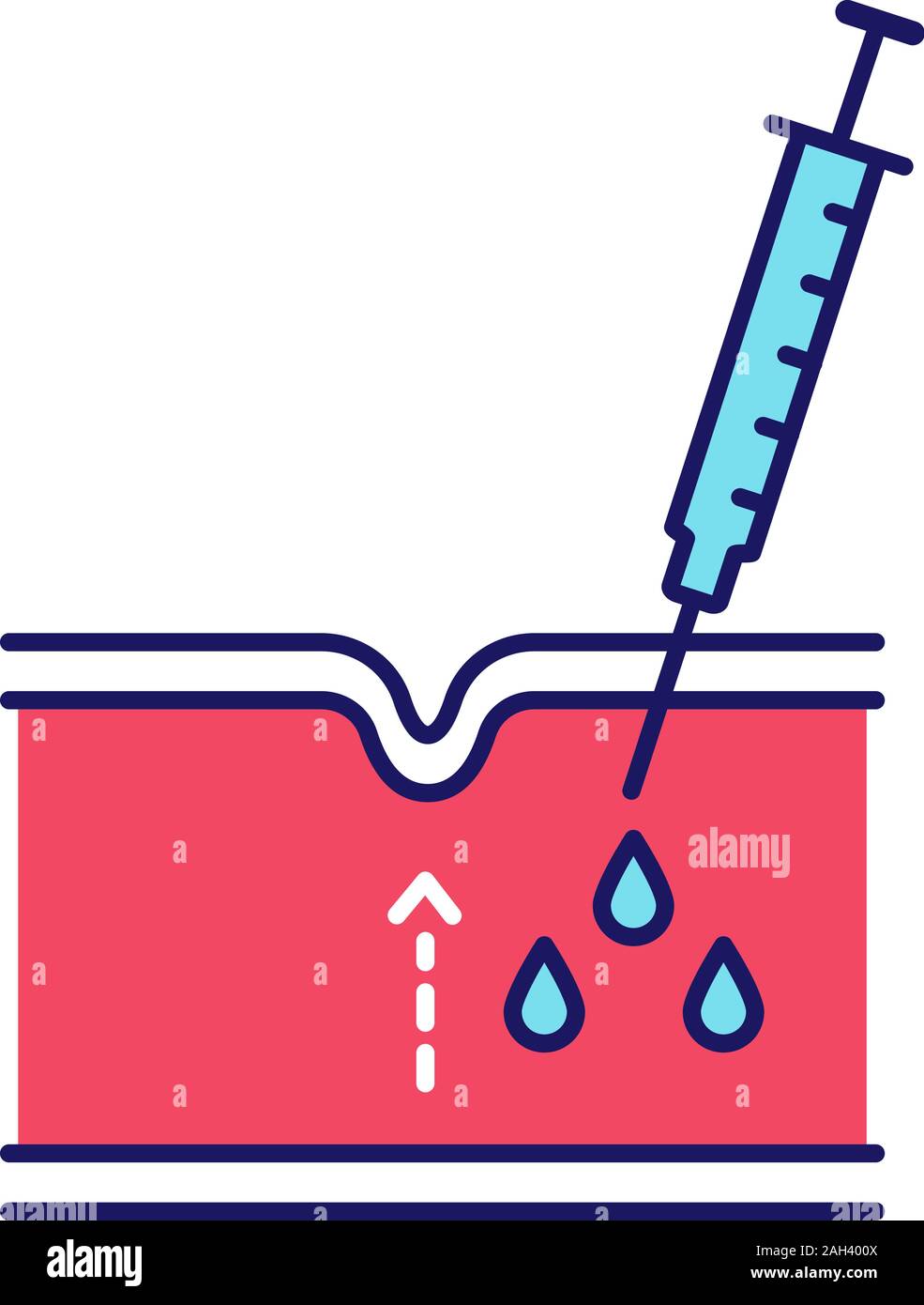 Neurotoxin injection color icon. Subcutaneous injection with neuro ...