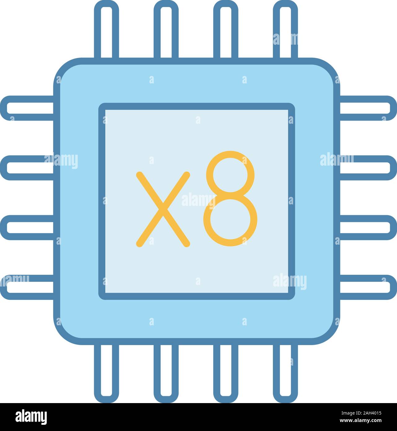 Octa Core Processor Color Icon Eight Core Microprocessor Microchip Chipset Cpu Central
