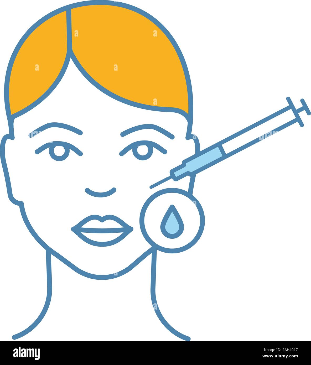 Neurotoxin injection area disinfection color icon. Hyaluronic acid ...