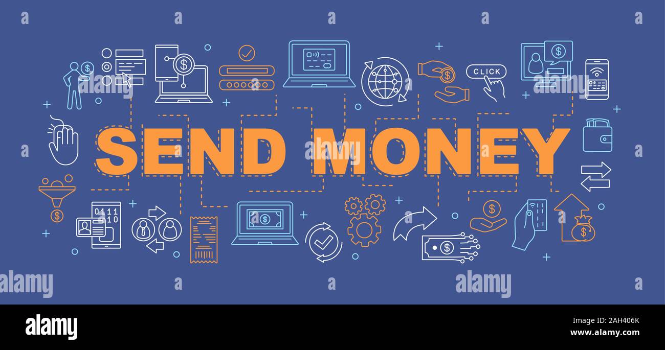 Money transfer word concepts banner. Transaction, payment. Send money ...
