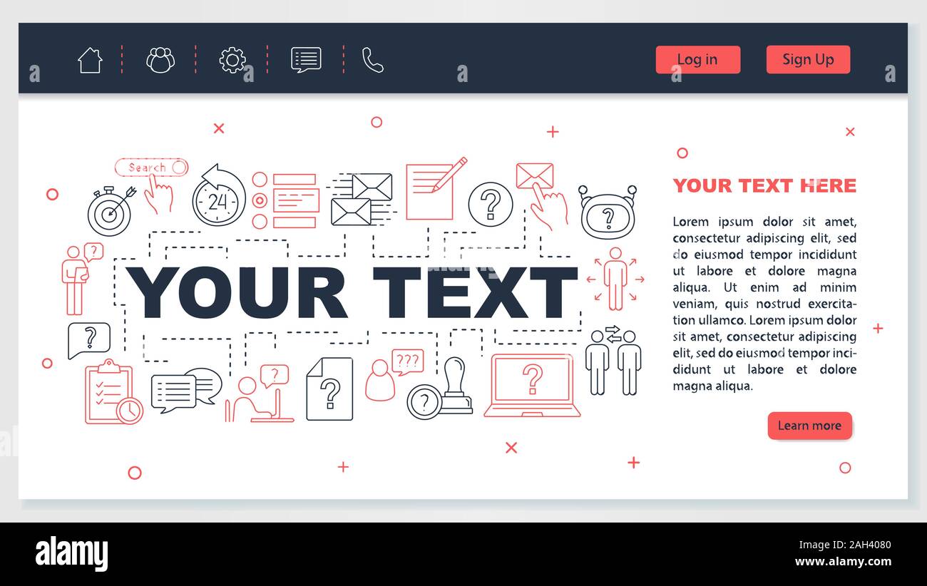 Customer service web page design vector template. Technical support ...