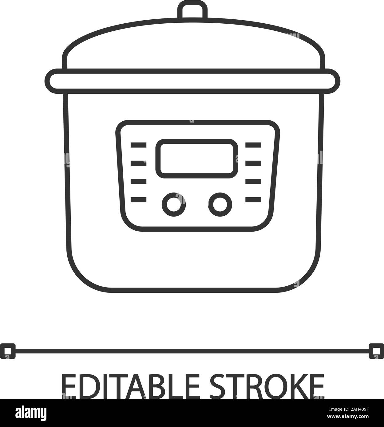 Multi cooker linear icon. Slow cooker. Thin line illustration. Crock ...