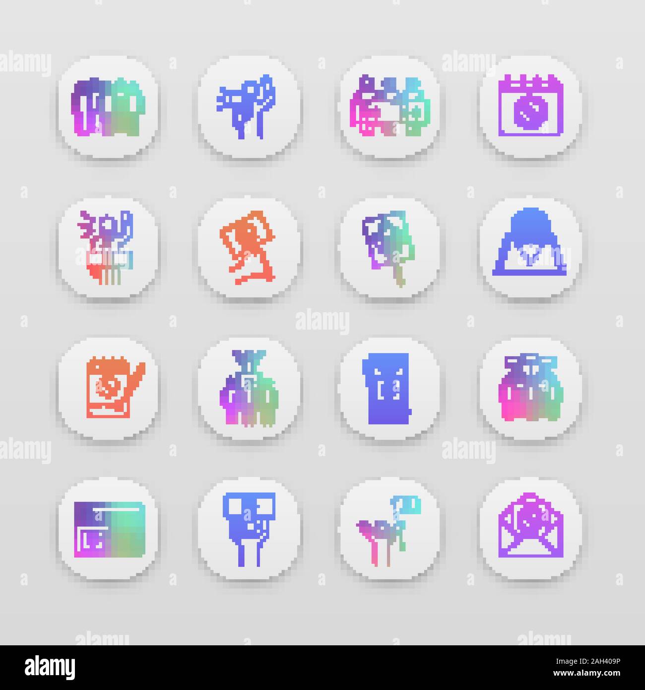 Protest action app icons set. UI/UX user interface. Mass demonstrations ...