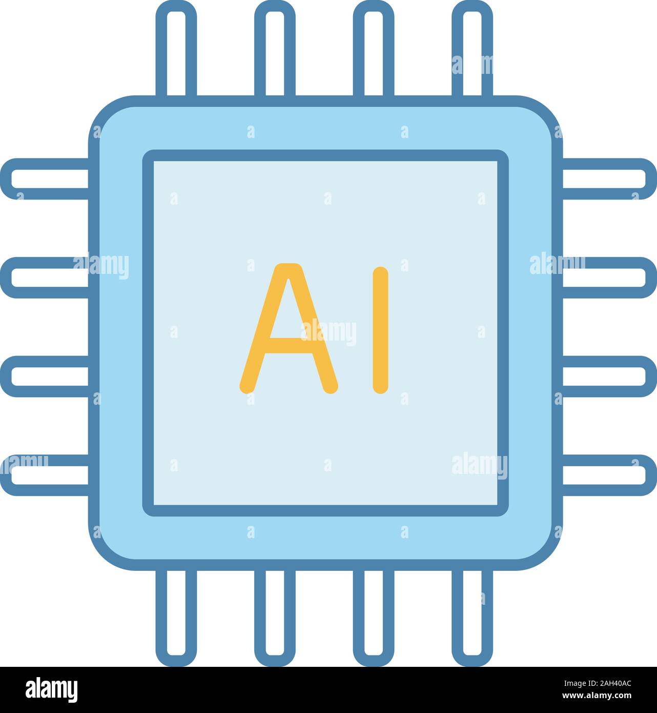 Ai Processor Color Icon Microprocessor For Artificial Intelligence System Microchip Chipset 