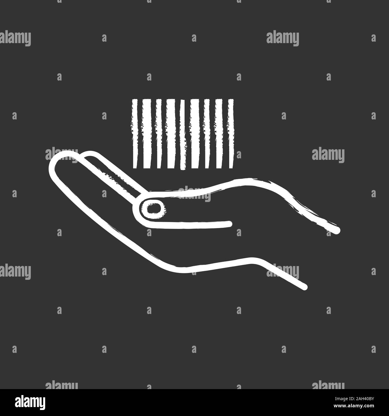 Hand holding barcode chalk icon. One dimensional code. Barcode ...