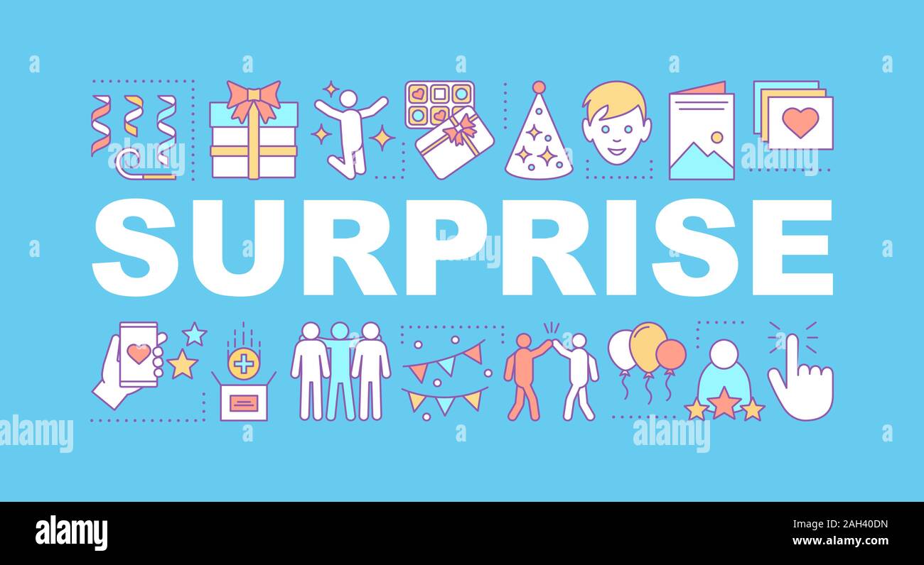 Surprise word concepts banner. Holiday celebration. Birthday party ...