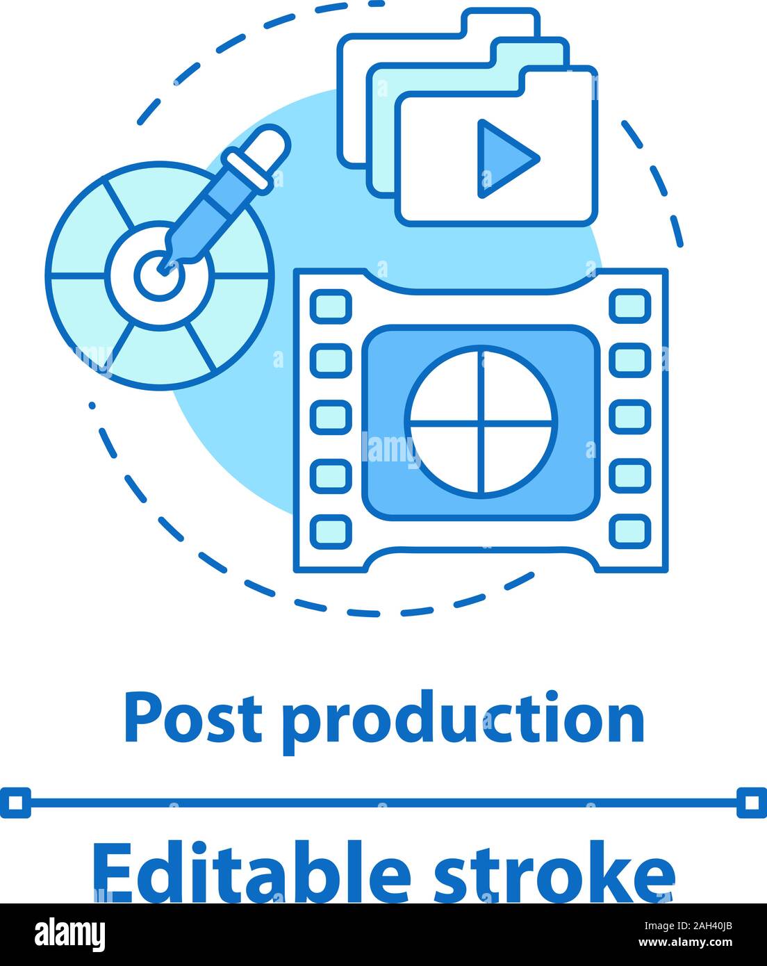 Post production concept icon. Video, photo editing idea thin line ...