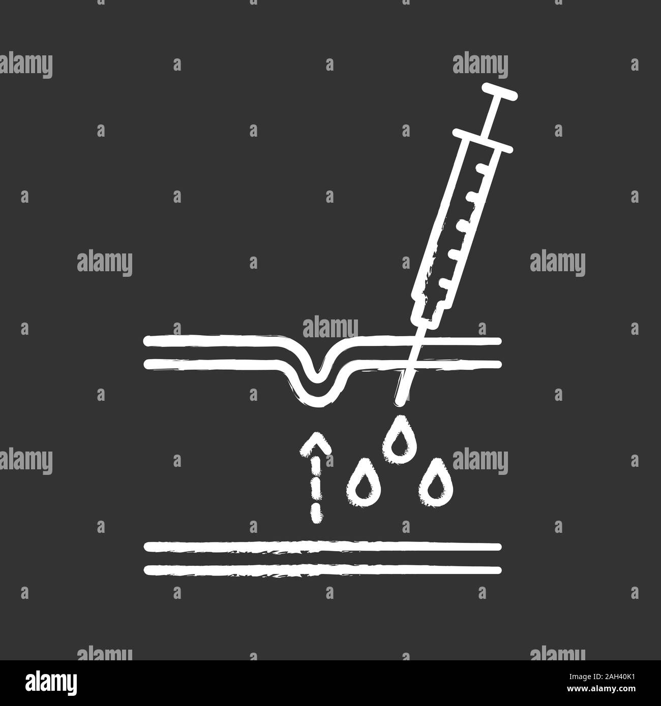 Neurotoxin injection chalk icon. Subcutaneous injection with neuro ...
