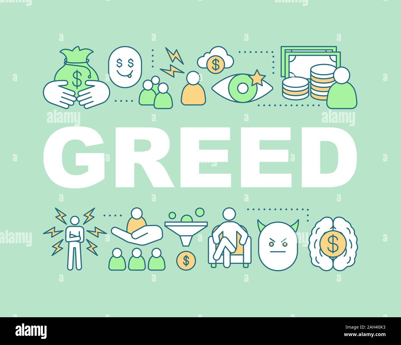Greed word concepts banner. Pride. Presentation, website. Avarice ...