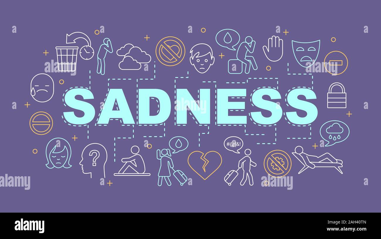 Sadness word concepts banner. Depression and fatigue. Presentation ...