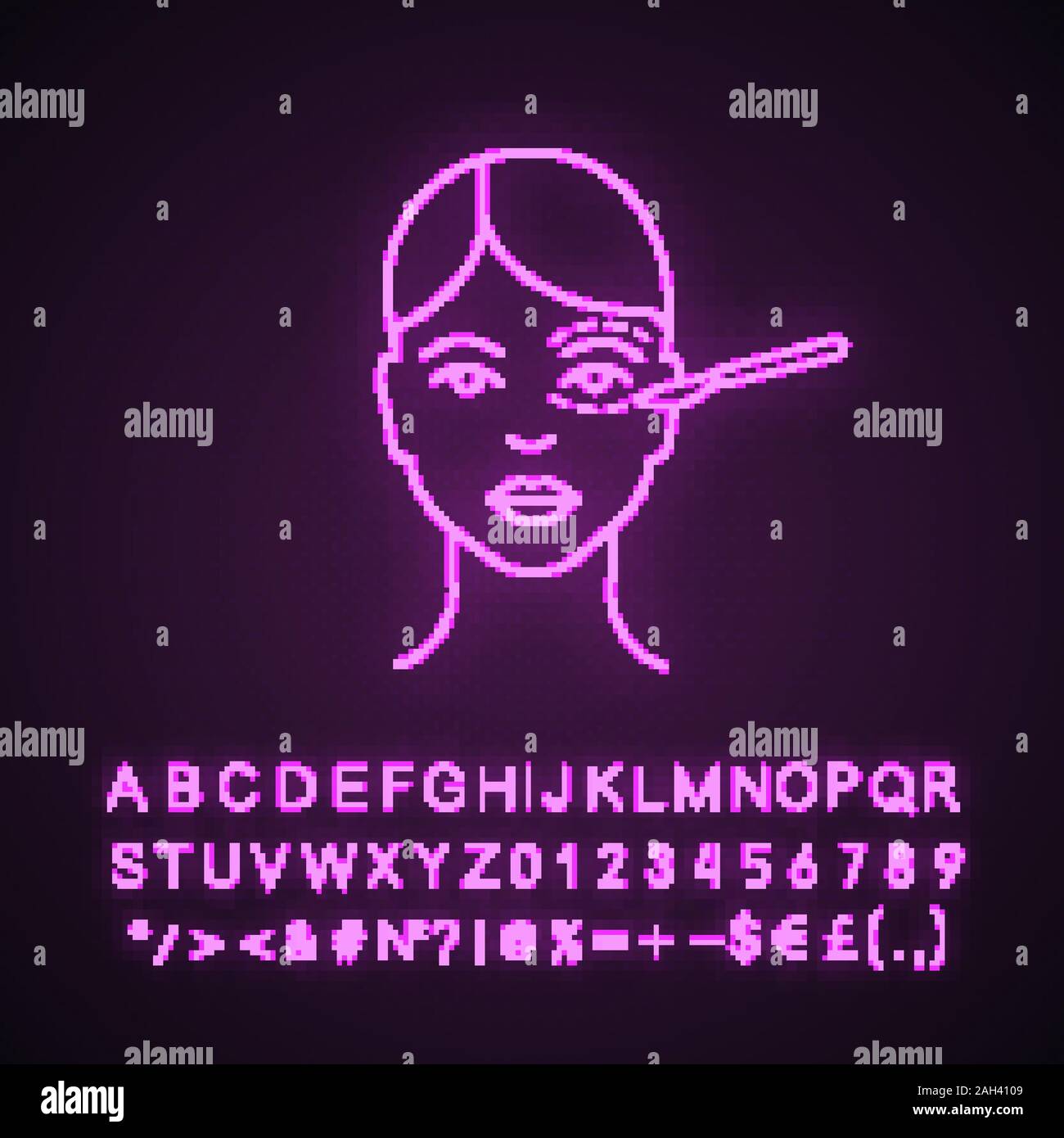 Blepharoplasty neon light icon. Eyelid plastic surgery. Eye lift ...