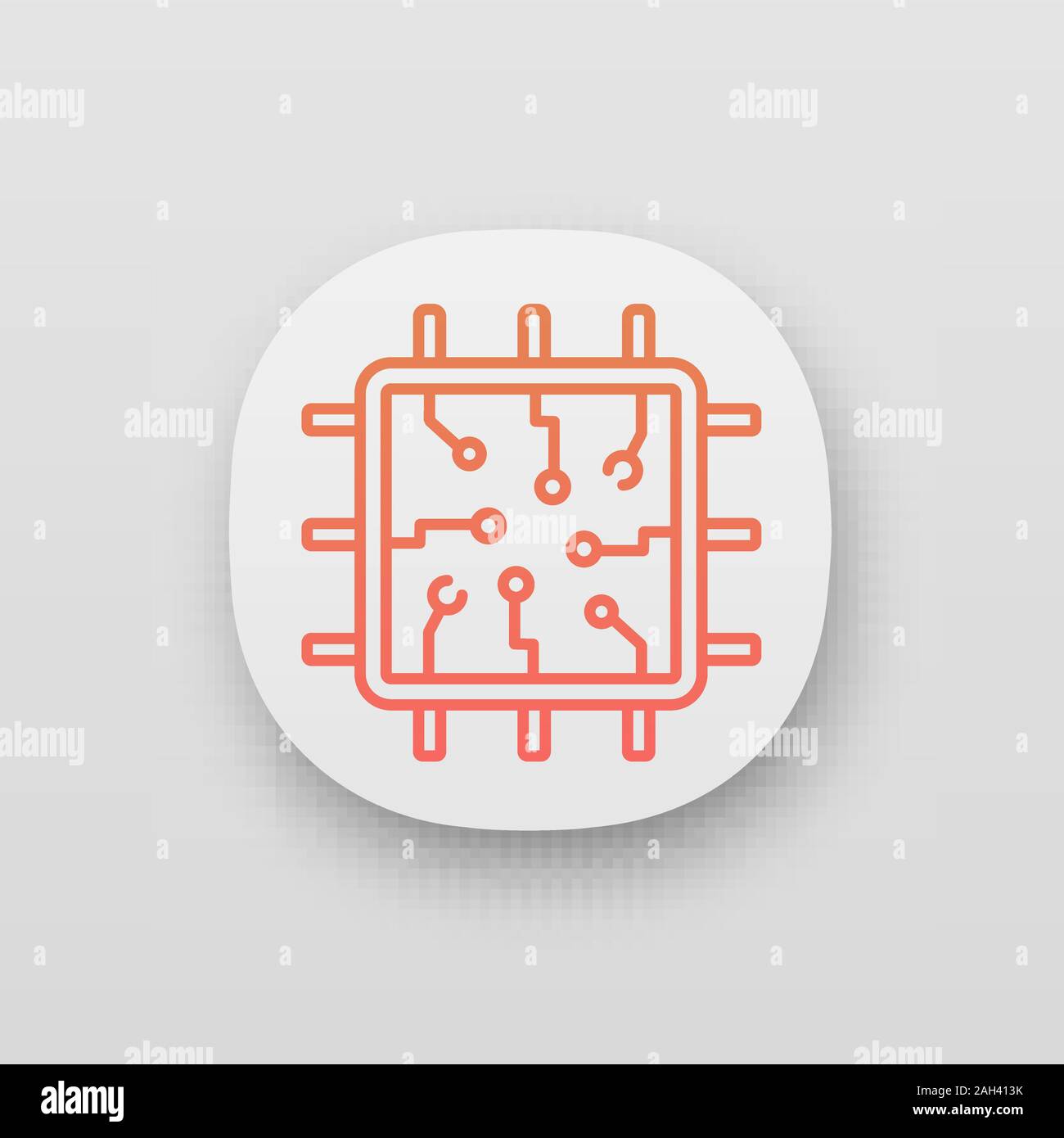 Processor With Electronic Circuits App Icon Uiux Interface Microprocessor With Microcircuits