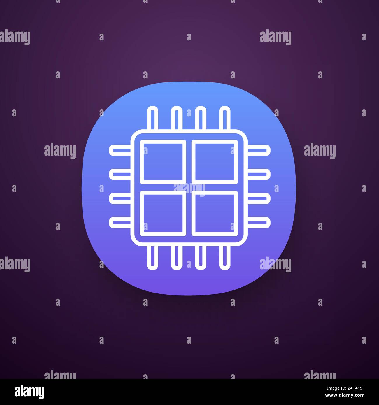 Quad Core Processor App Icon Four Core Microprocessor Microchip Chipset Cpu Central