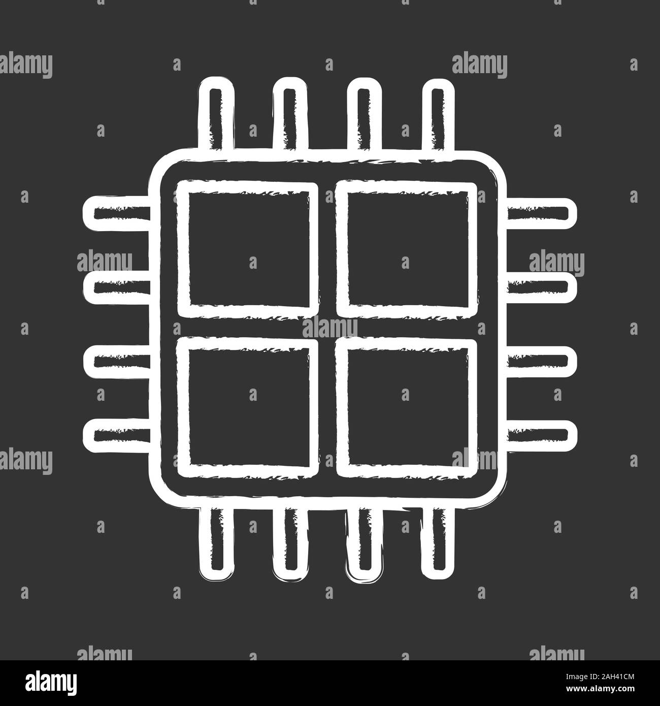Quad Core Processor Chalk Icon Four Core Microprocessor Microchip Chipset Cpu Central