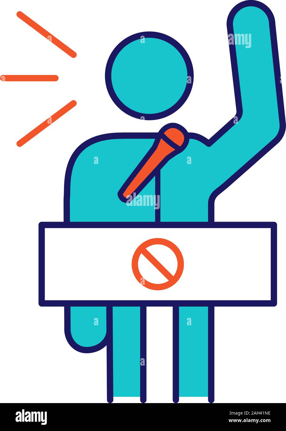 Protester speech color icon. Political protest. Political or social ...