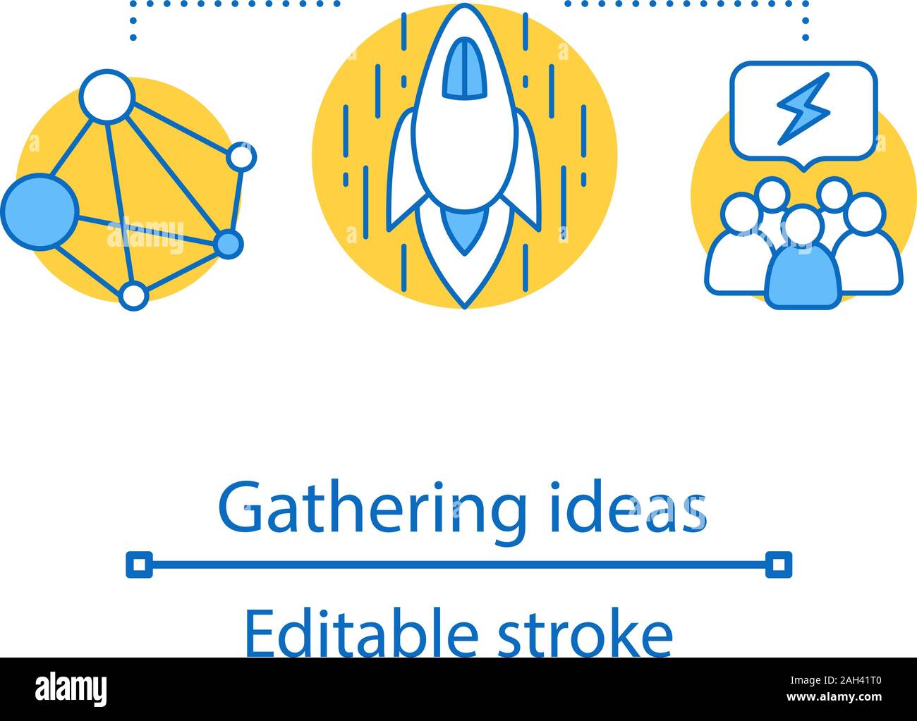 Gathering ideas concept icon. Startup launch idea thin line ...