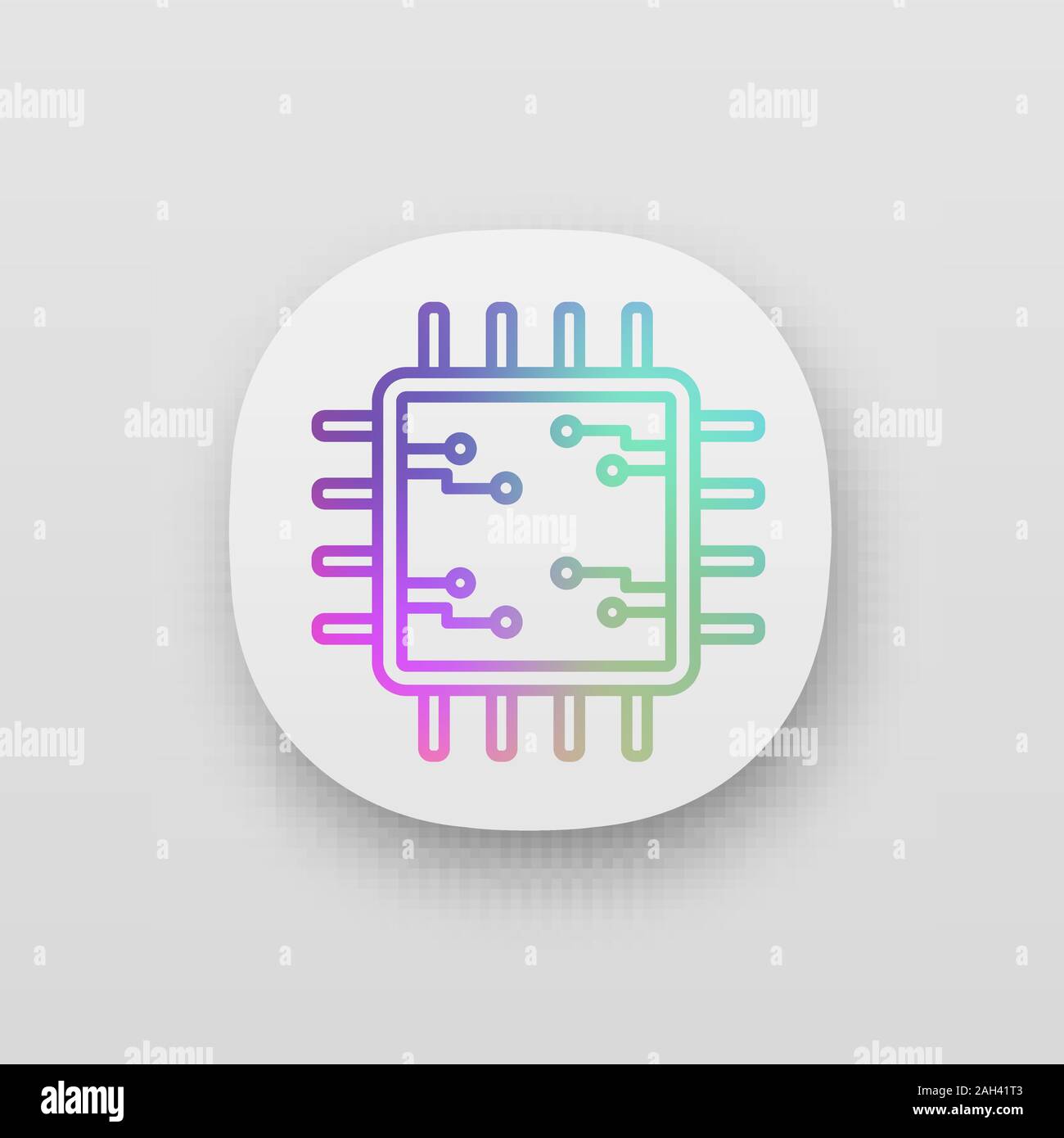 Processor With Electronic Circuits App Icon Uiux Interface Microprocessor With Microcircuits