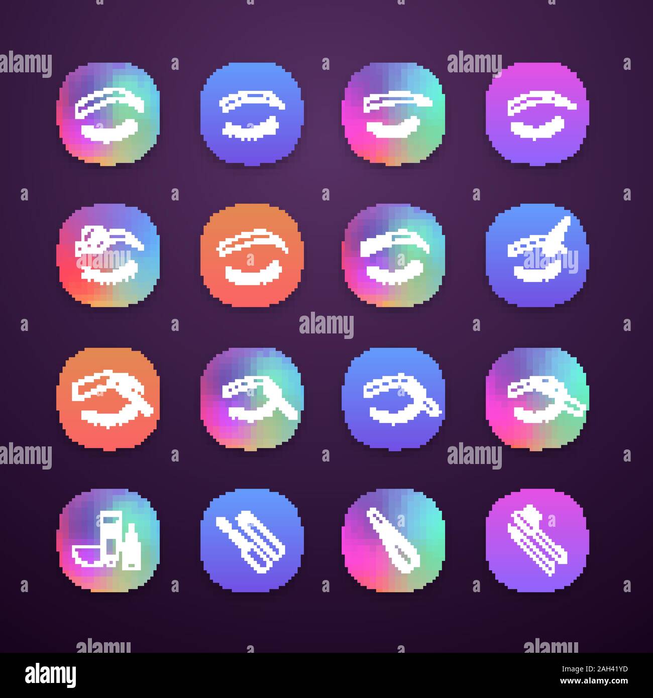 Eyebrows shaping app icons set. Brows microblading and tattoo procedure ...