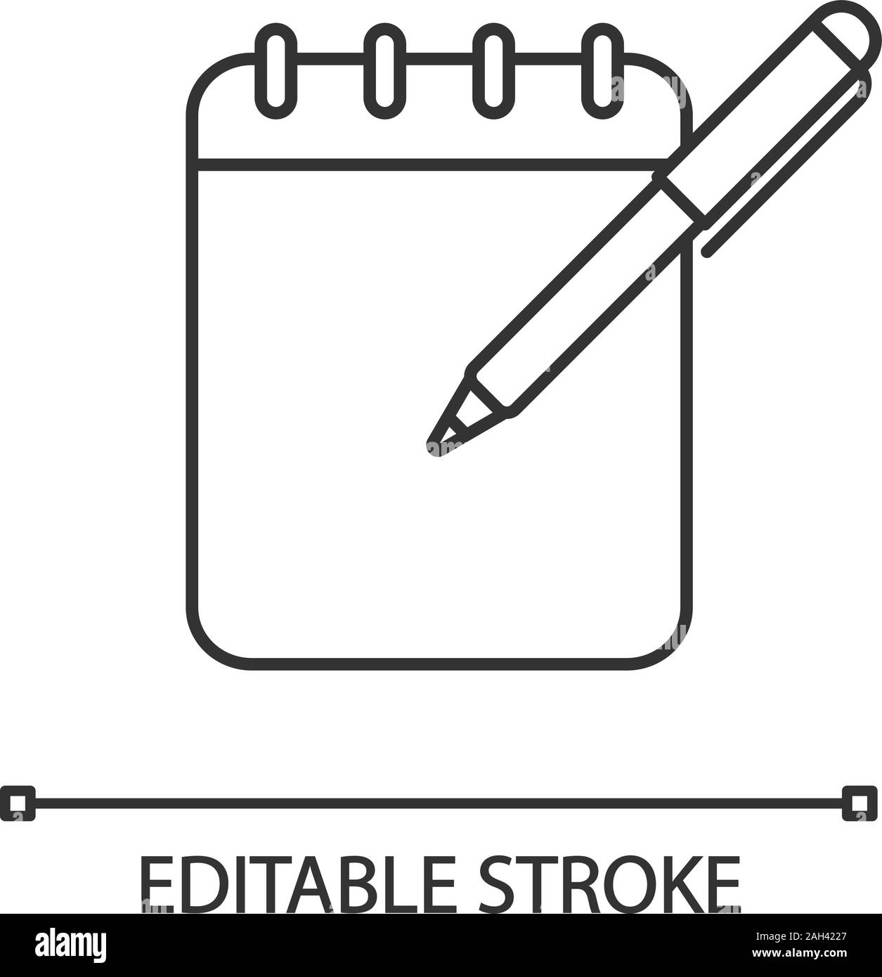 Notepad with pen linear icon. Taking notes. Thin line illustration. To ...