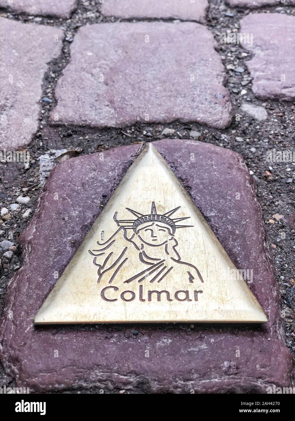 Famous statue of Liberty direction sign in Colmar, France Stock Photo ...