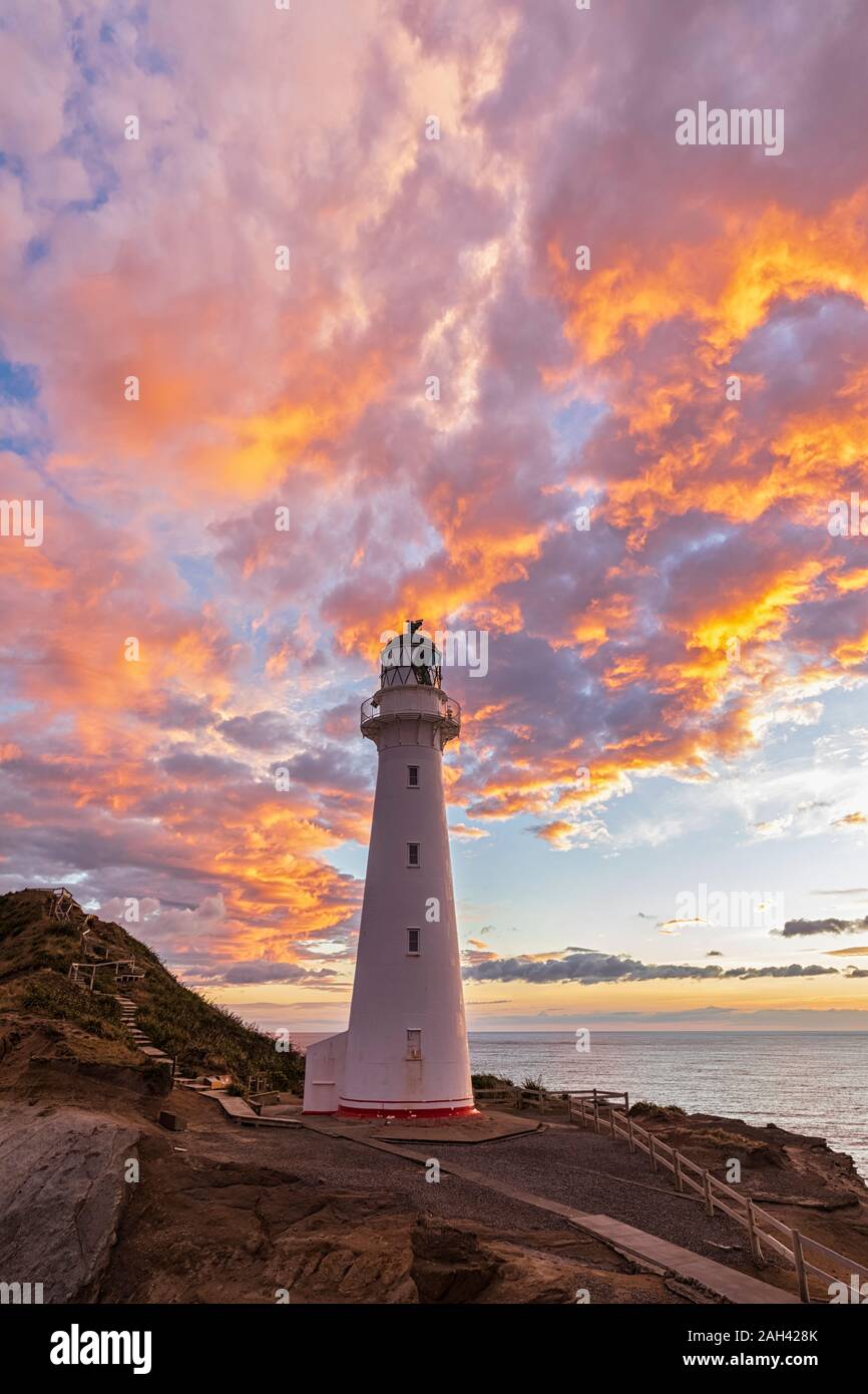 Lighthouse at sunset, Castlepoint, New Zealand Stock Photo - Alamy