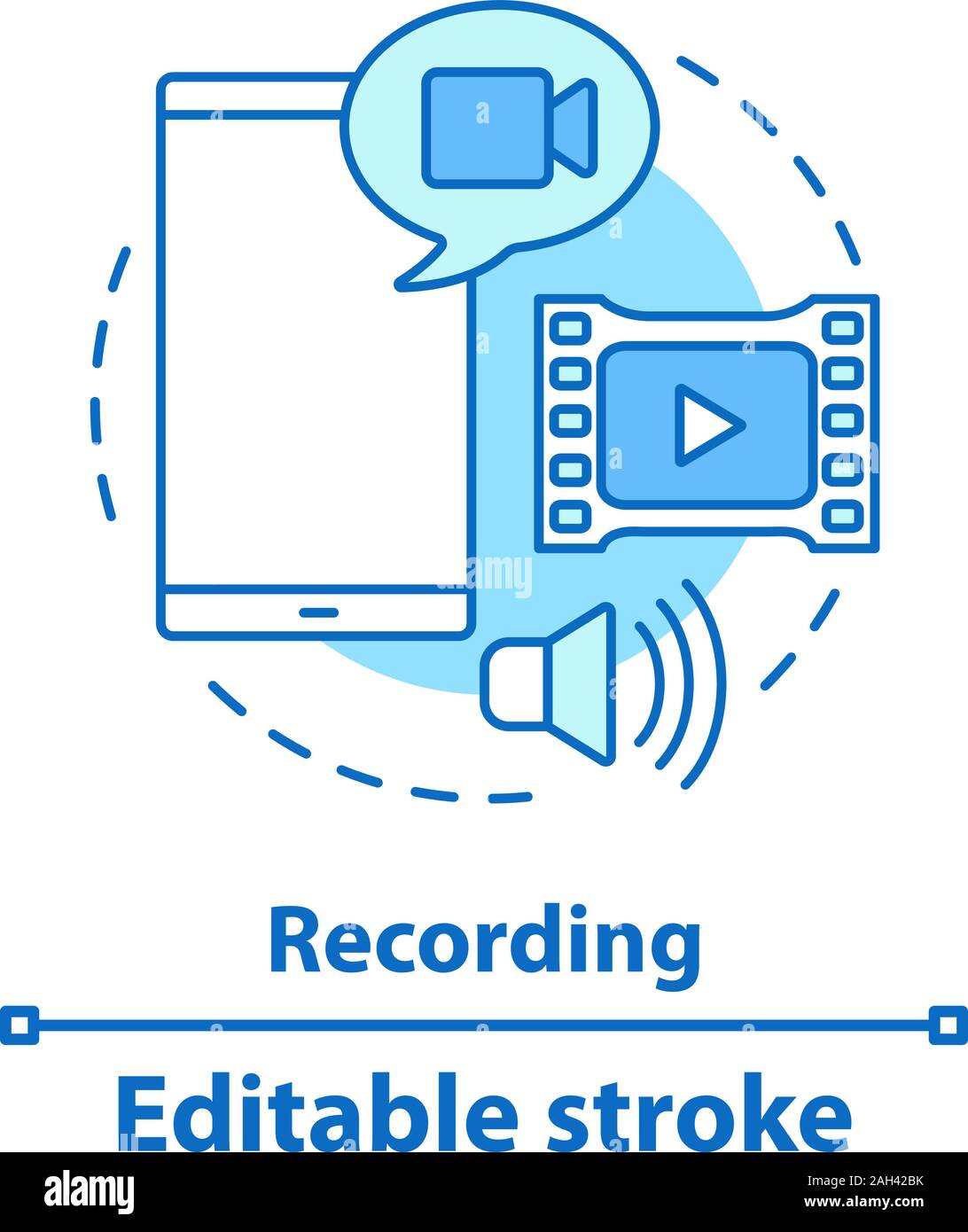 Recording concept icon. Vlogging idea thin line illustration. Sound ...