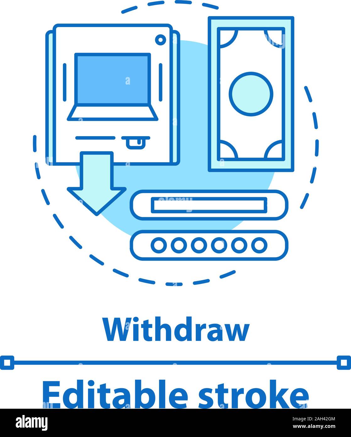 Withdraw money concept icon. ATM idea thin line illustration. Cash out ...