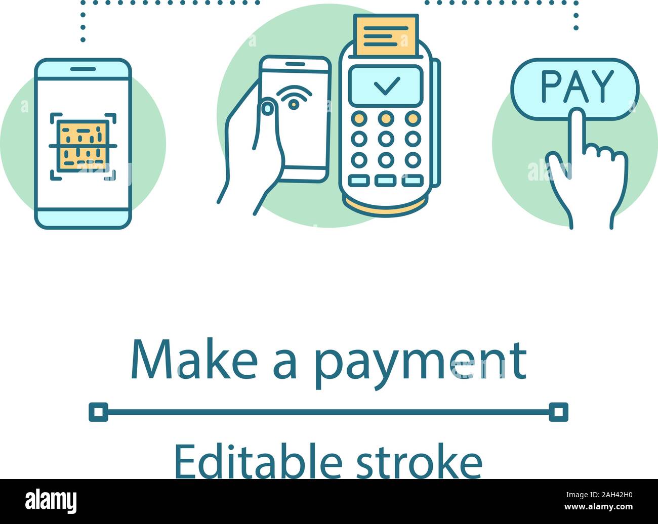 Payment services concept icon. QR code, NFC e-payment idea thin line ...