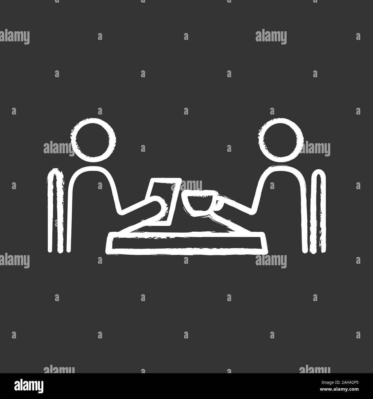 Business lunch chalk icon. Coffee interview. Colleagues, friends ...