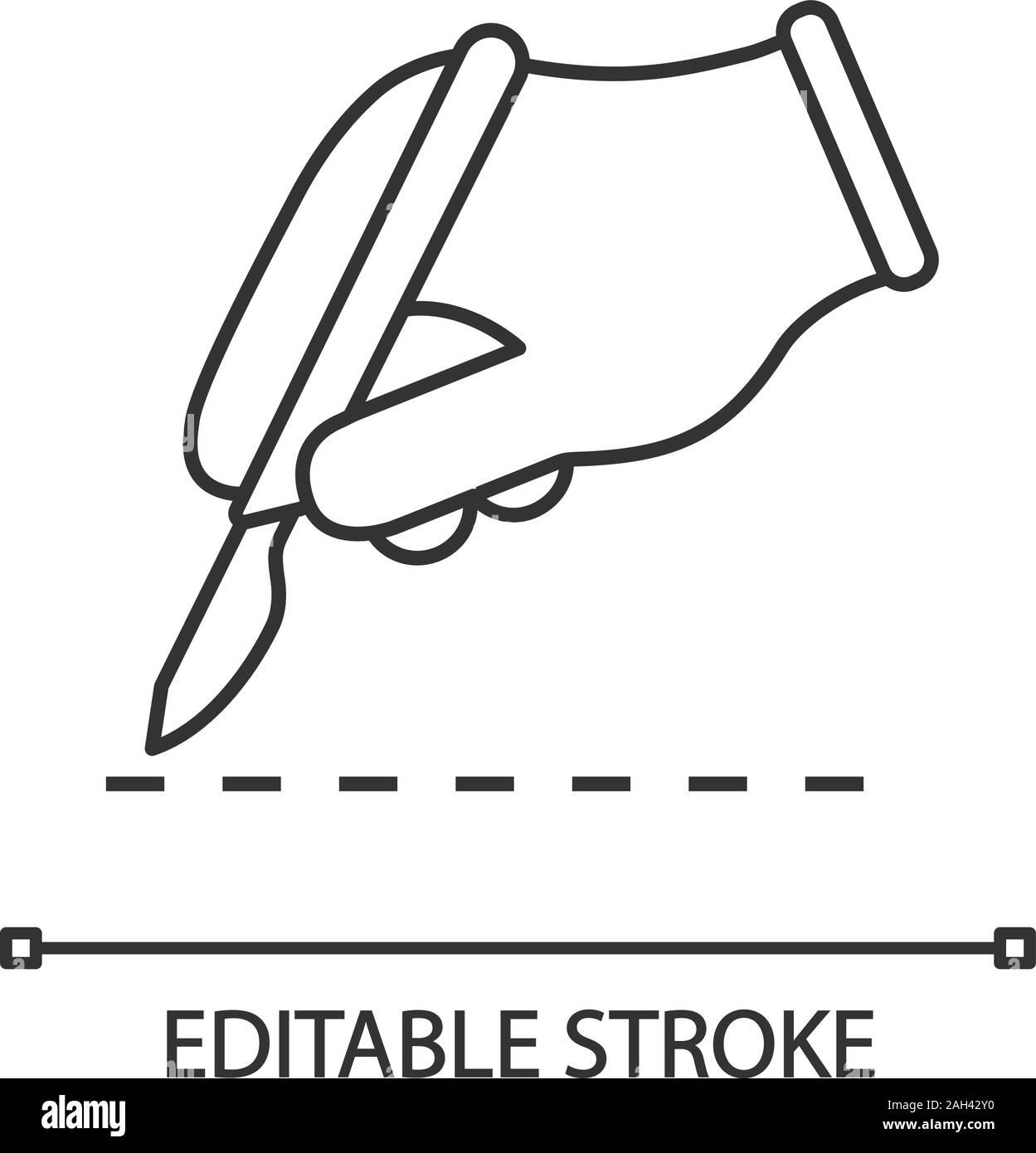 Scalpel skin incision linear icon. Plastic surgery. Thin line ...