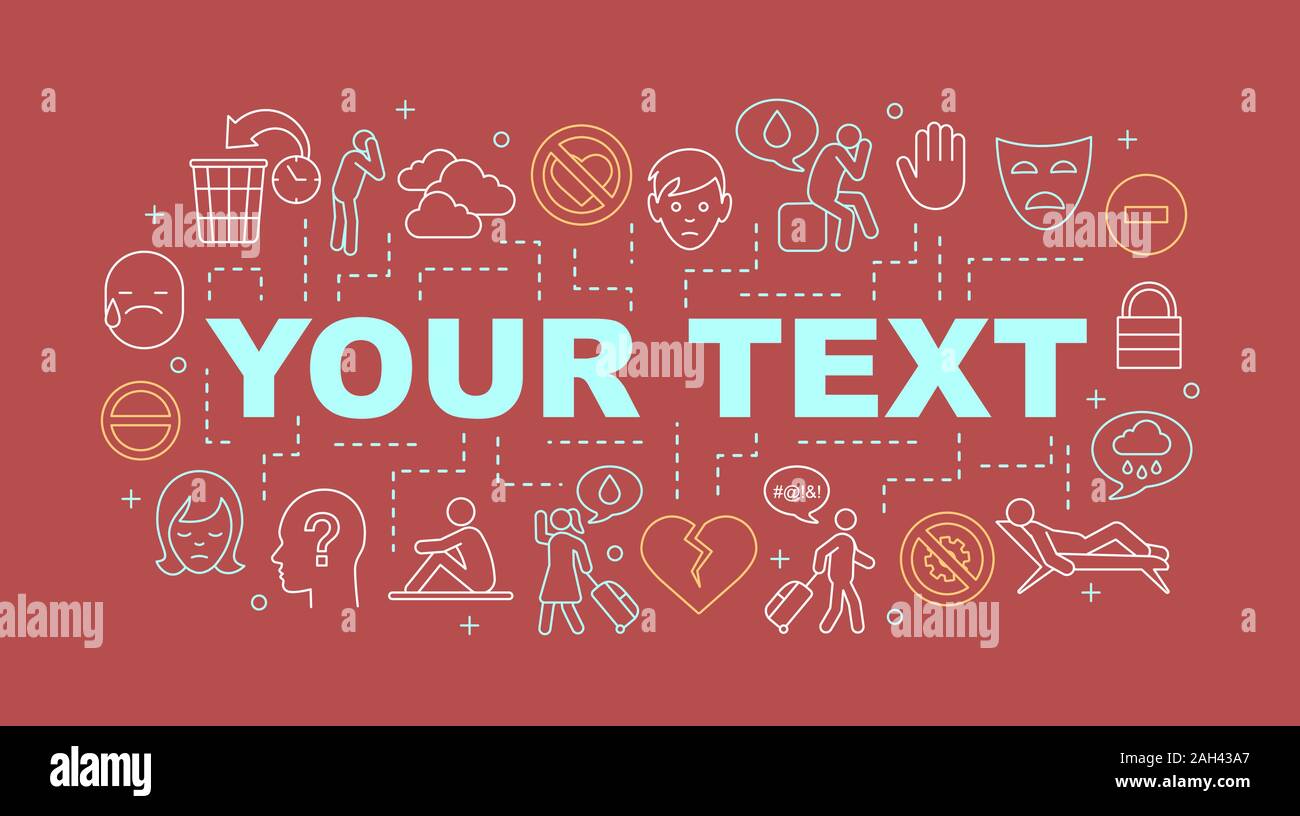 Sadness word concepts banner. Depression and fatigue. Presentation ...