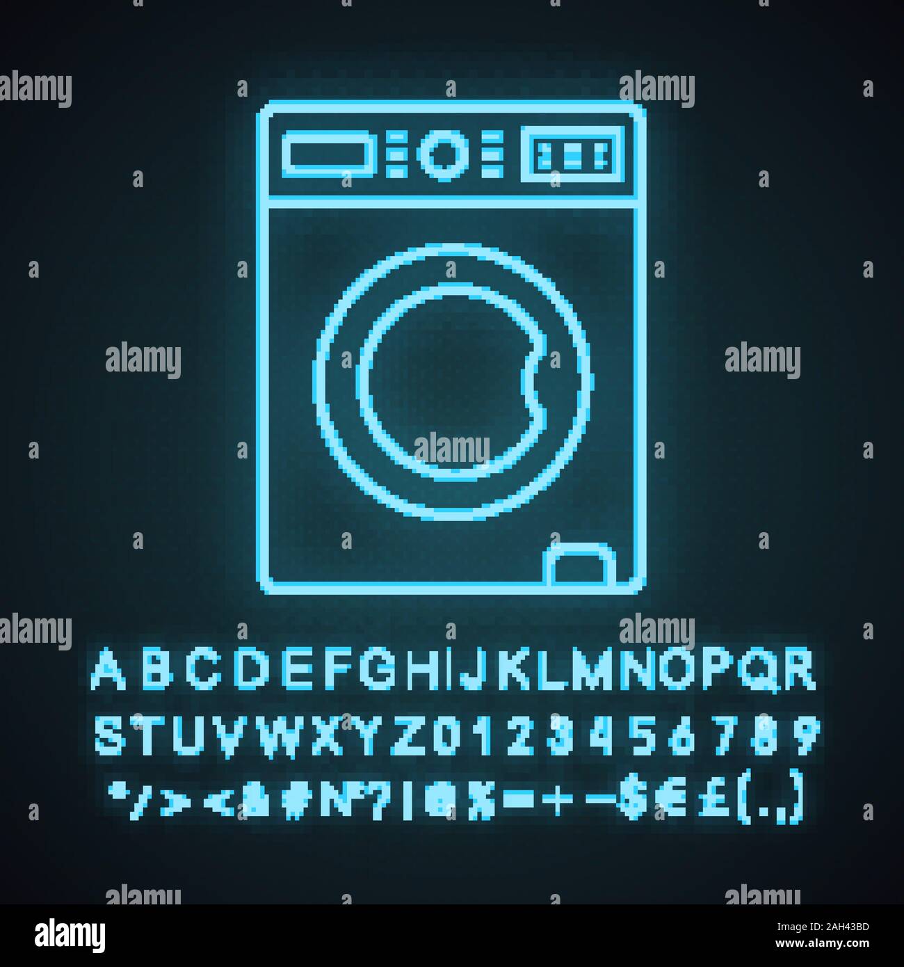 Washing machine neon light icon. Laundry machine. Washer. Household ...