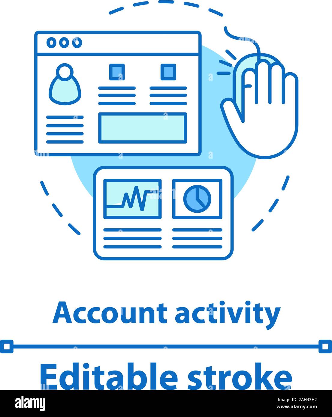 Account activity concept icon. User profile page idea thin line ...
