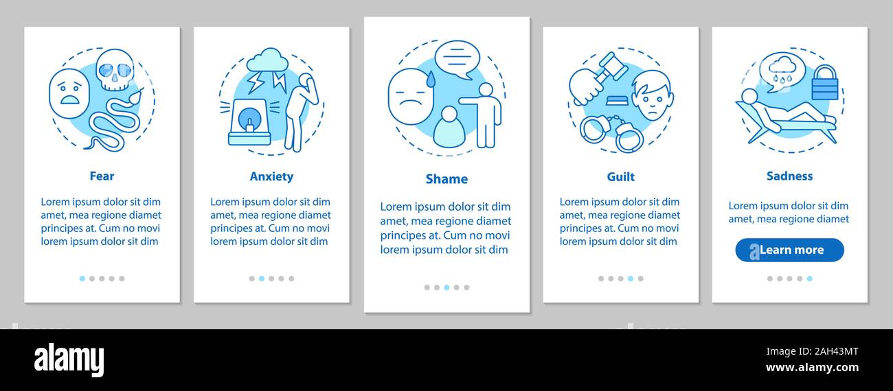 Human feelings onboarding mobile app page screen with linear concepts ...