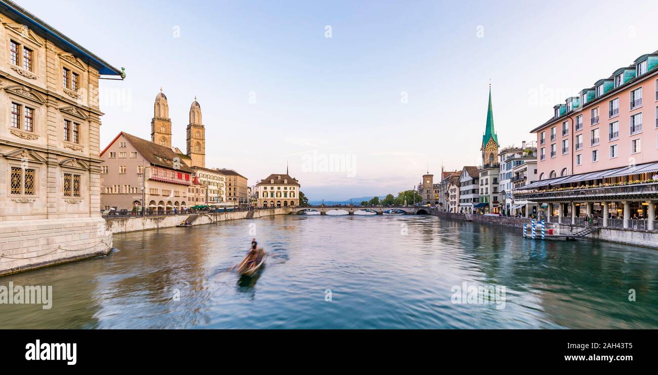 Switzerland, Canton of Zurich, Zurich, River Limmat between old town ...