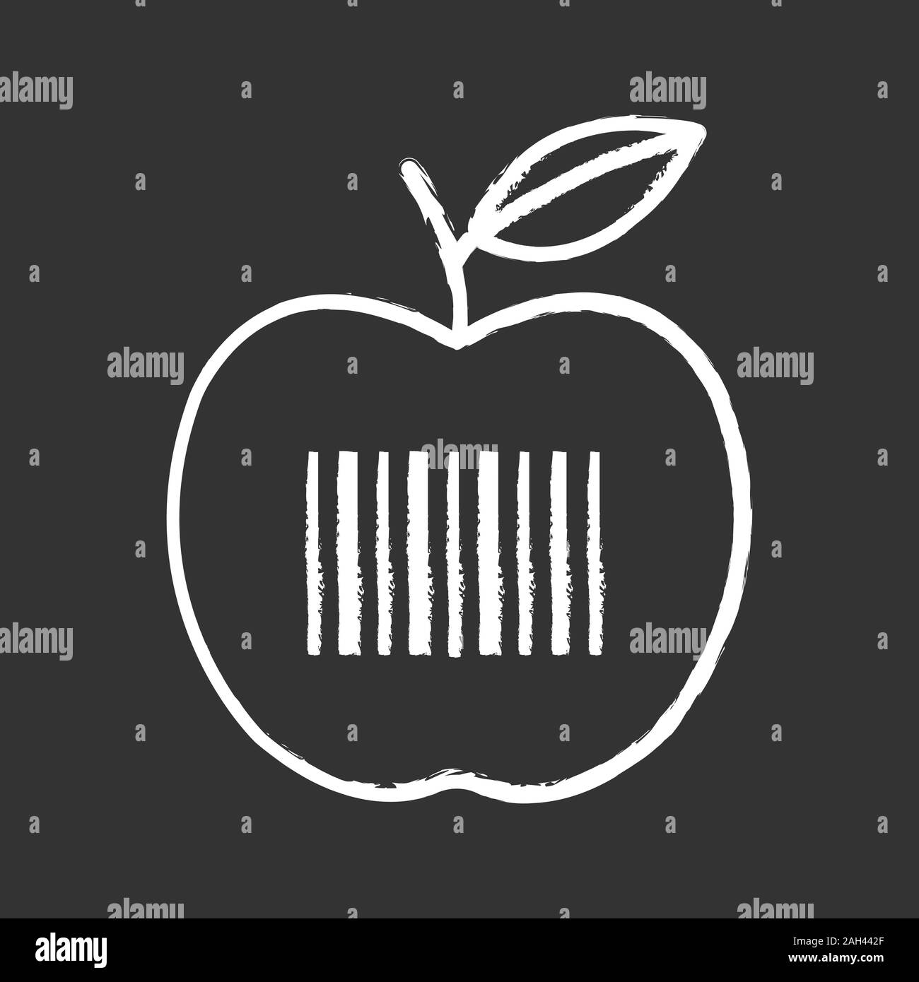 Product barcode chalk icon. Apple with linear bar code. Retail ...