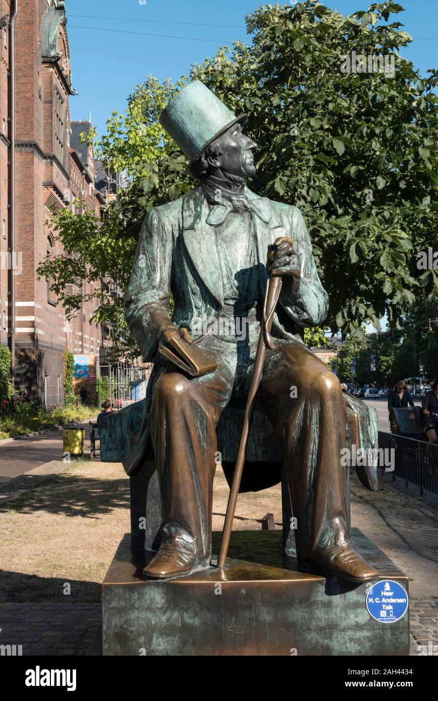 The bronze statue of Hans Christian Andersen, near City Hall Square ...