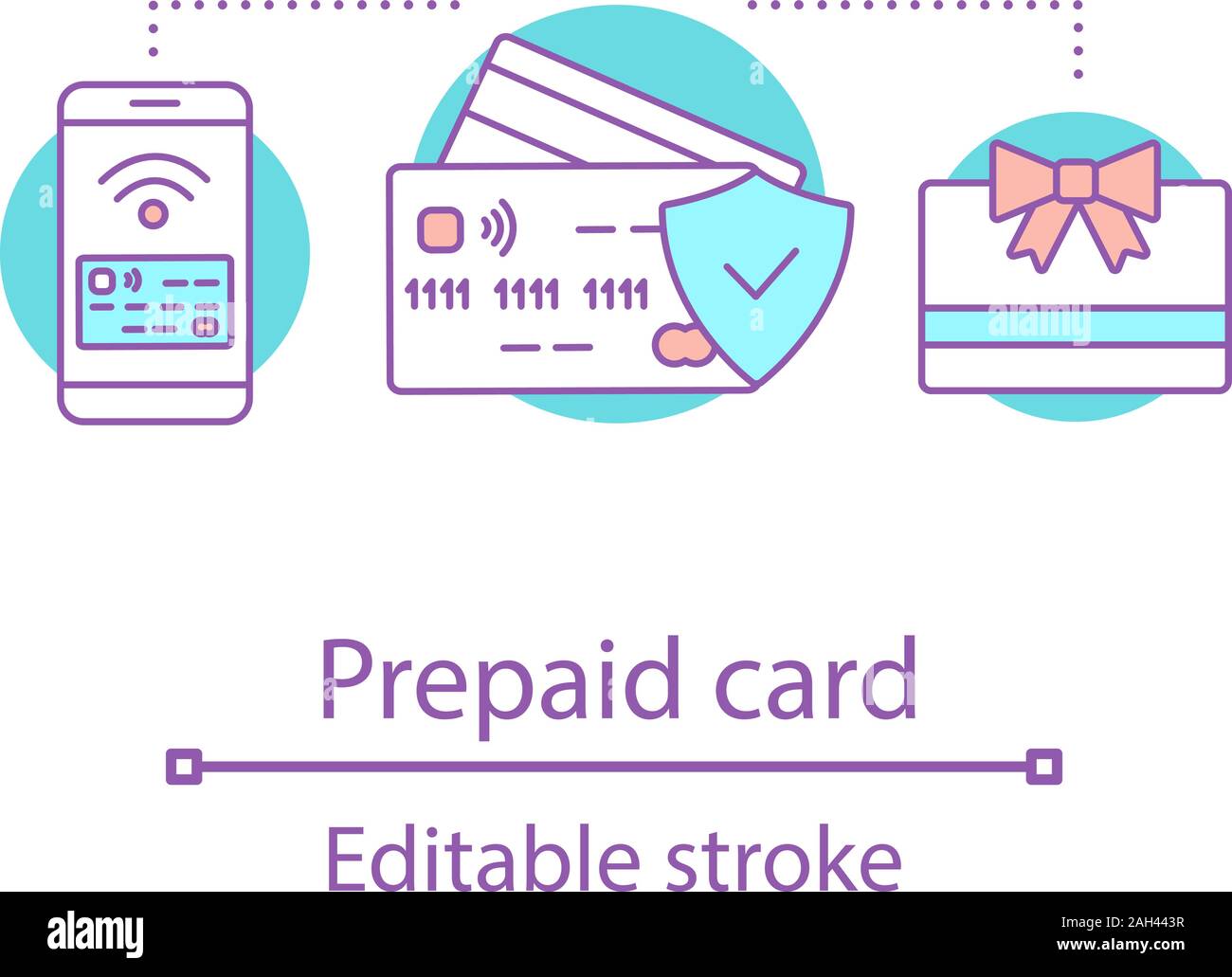 Prepaid card concept icon. Credit card, certificate, gift voucher idea ...