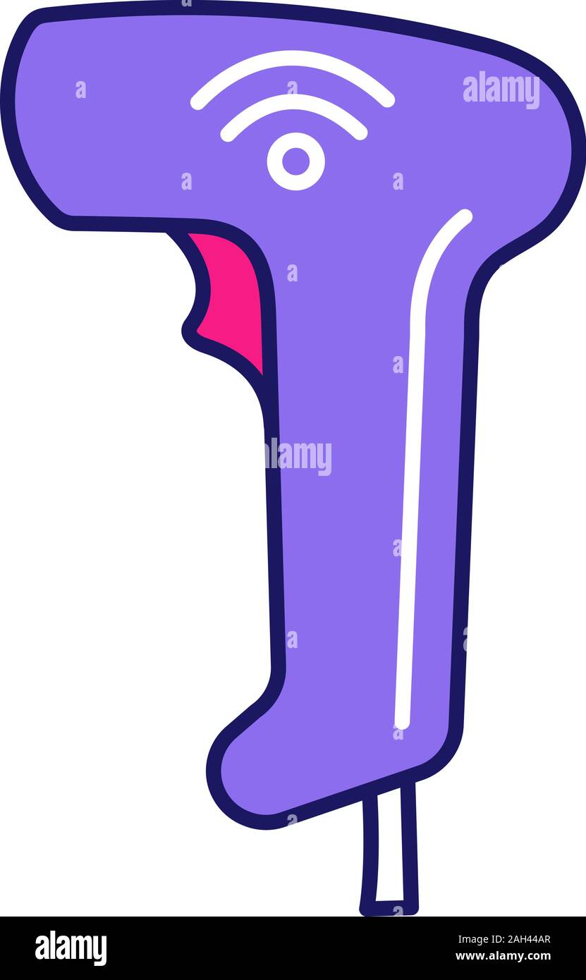 Wireless barcode scanning color icon. Wifi bar codes handheld scanner ...