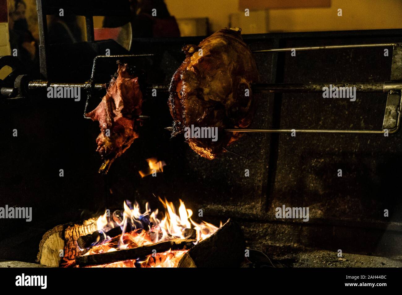 Typical Prague ham on the Christmas market at the Old Town square in ...