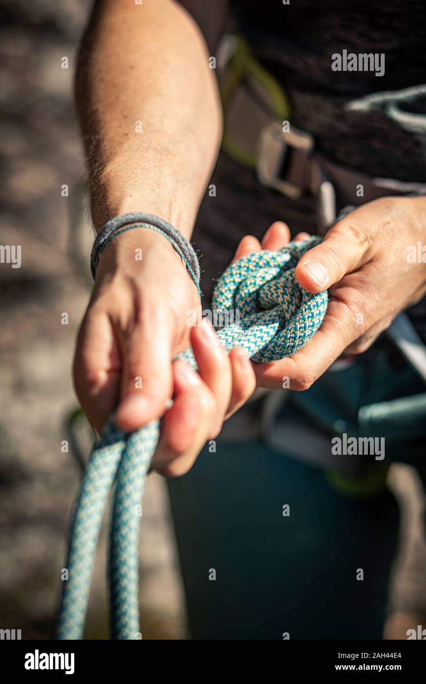 Climber preparing for climb hi-res stock photography and images - Alamy