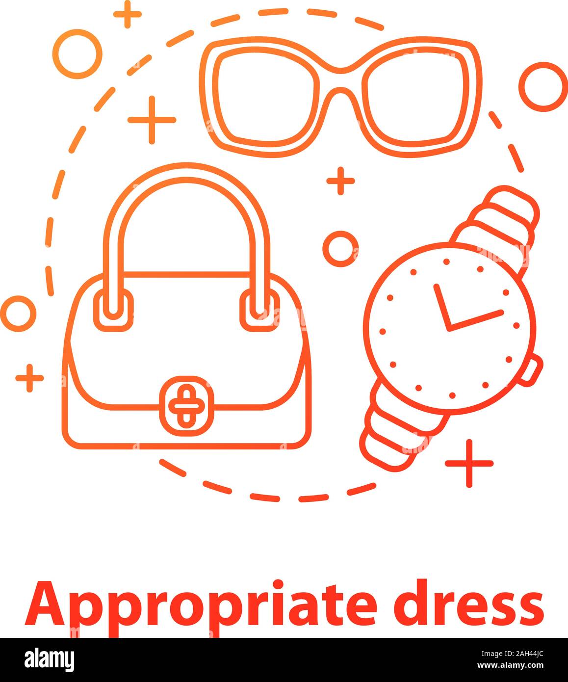 Appropriate dress concept icon. Women's accessories idea thin line ...
