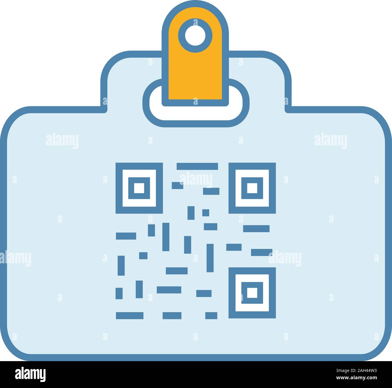 QR code identification card color icon. Name badge with matrix barcode ...