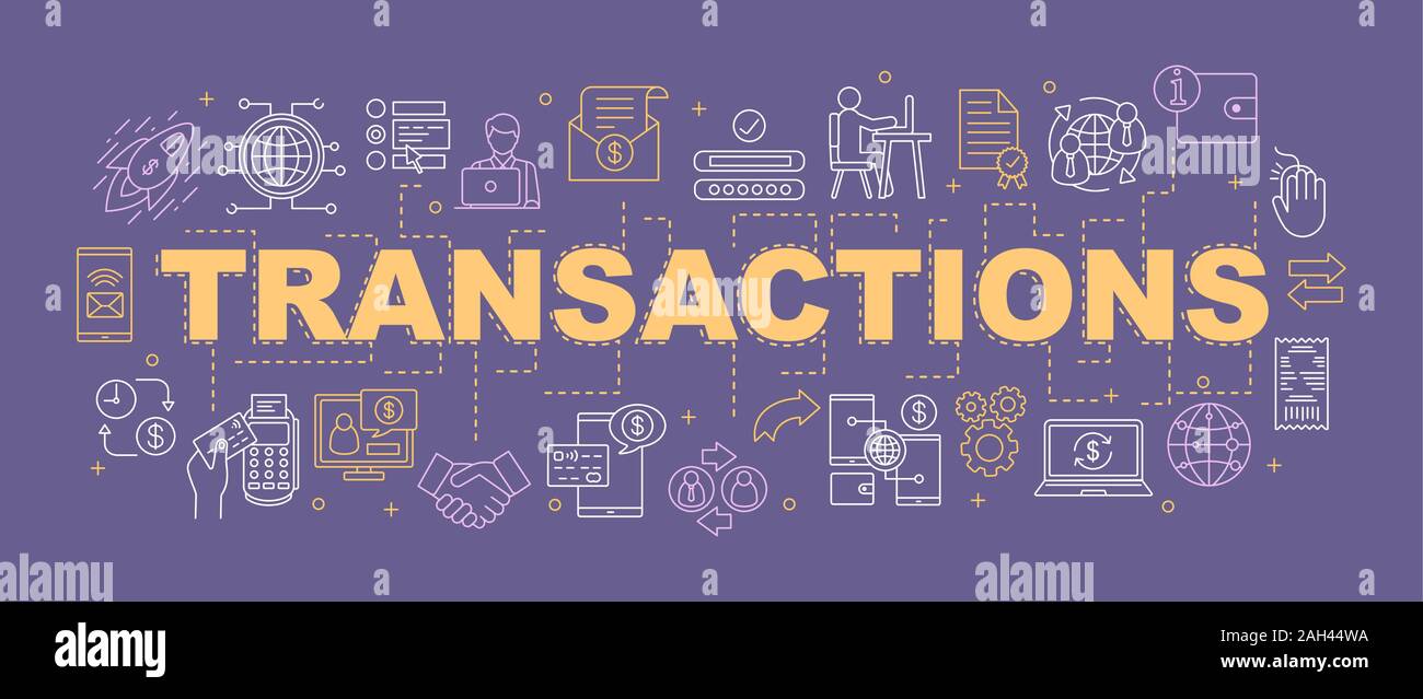 Transactions word concepts banner. Financial management. Payment, e ...