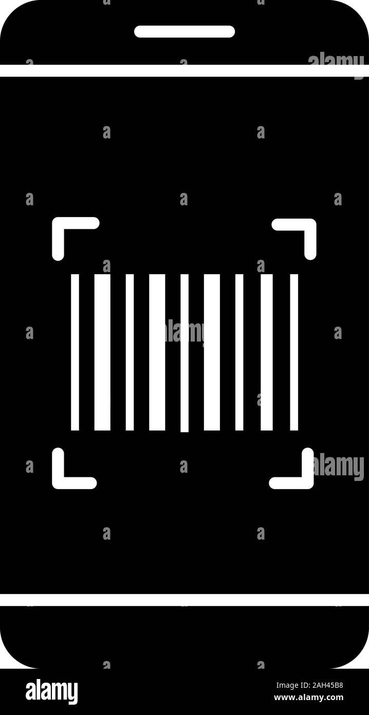 Barcode Scanning App Glyph Icon Smartphone Reading Linear Barcode One Dimensional Code Scanner