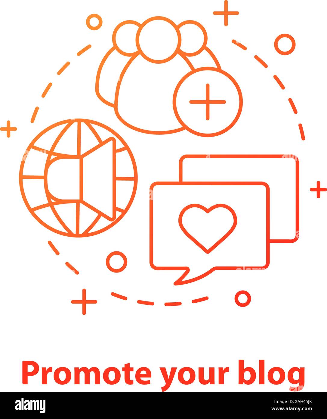 Promote blog concept icon. SMM idea thin line illustration. Internet ...